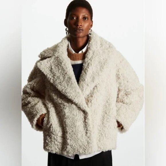 COS | Jackets & Coats | Cos Oversized Faux Shearling Coat Beige Sm ...